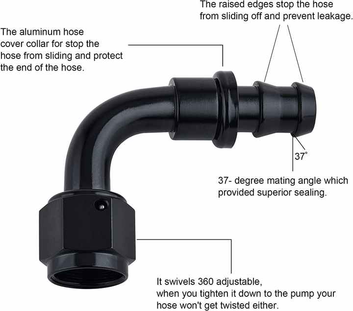 6AN Push Lock 90 Degree Hose Ending Fitting| Alibaba.com
