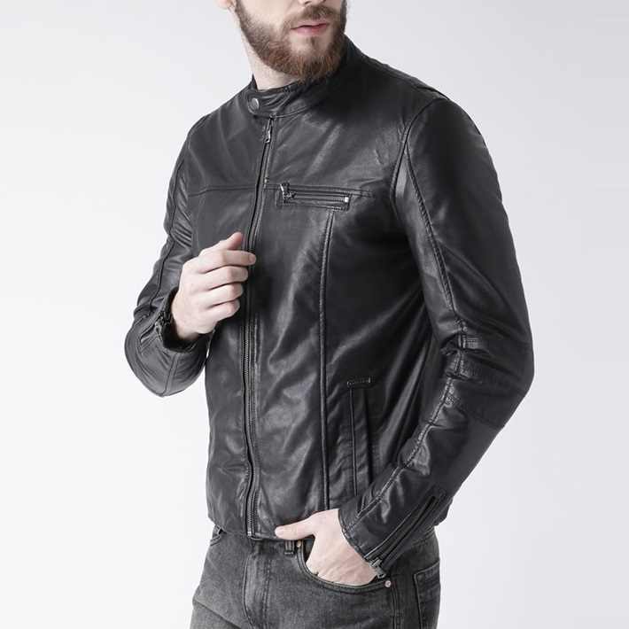 New Stylish Men's Real New Skin Leather Motorcycle Jacket Sleek Modern ...