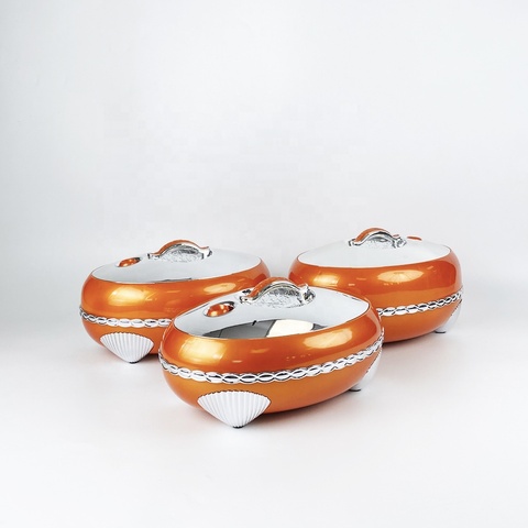 Oval Shaped Gold and Sliver Hot Pot Insulated Casseroles