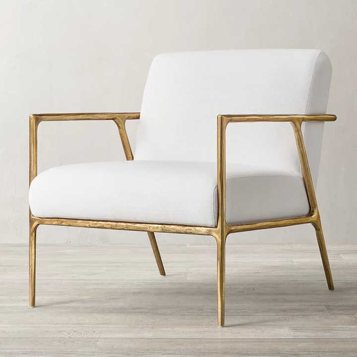 Modern Thaddeus Golden Track Arm Chair Hand Hammer Forged Metal Frame ...