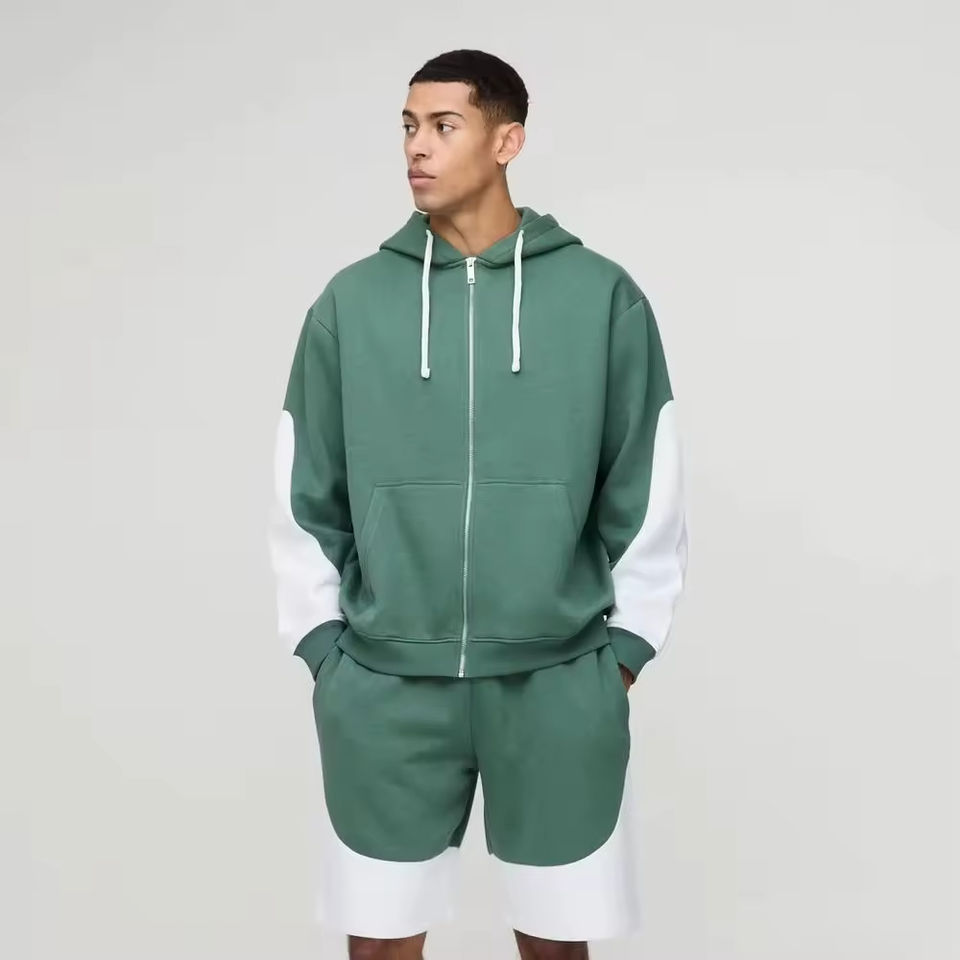 Men Windbreaker Jacket and Short Set Autumn Hoodies Short Windbreaker ...