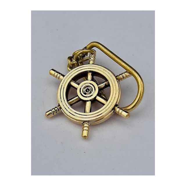 Nautical Ship Wheel Keychain Brass Keyring Handmade Maritime Key Holder ...