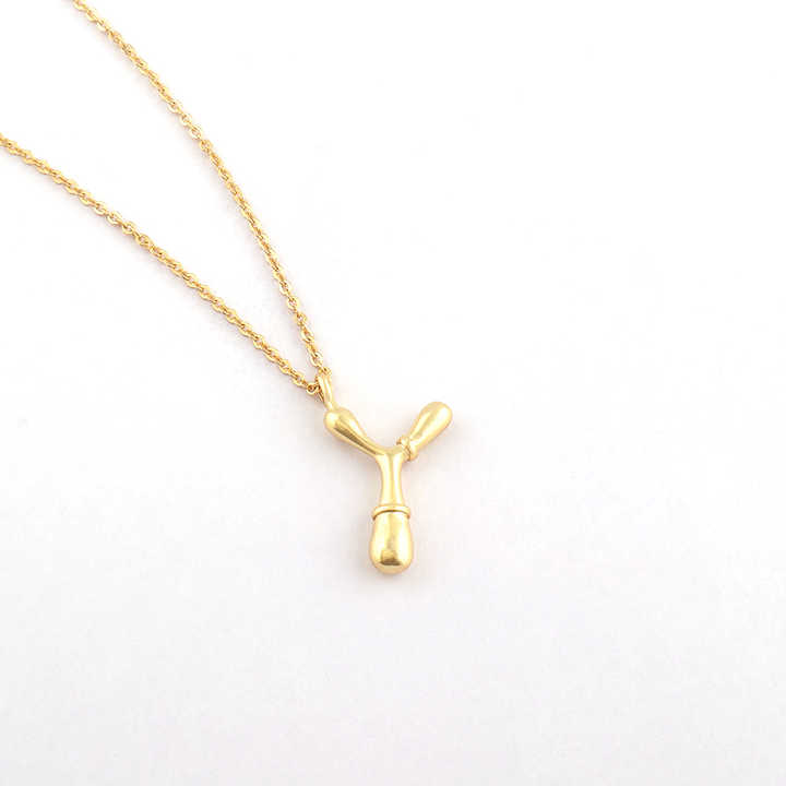 Minimalist Bubble Letter Name Jewelry Necklace Plain Metal Golden Capital Letter Y Pendant 18k ...