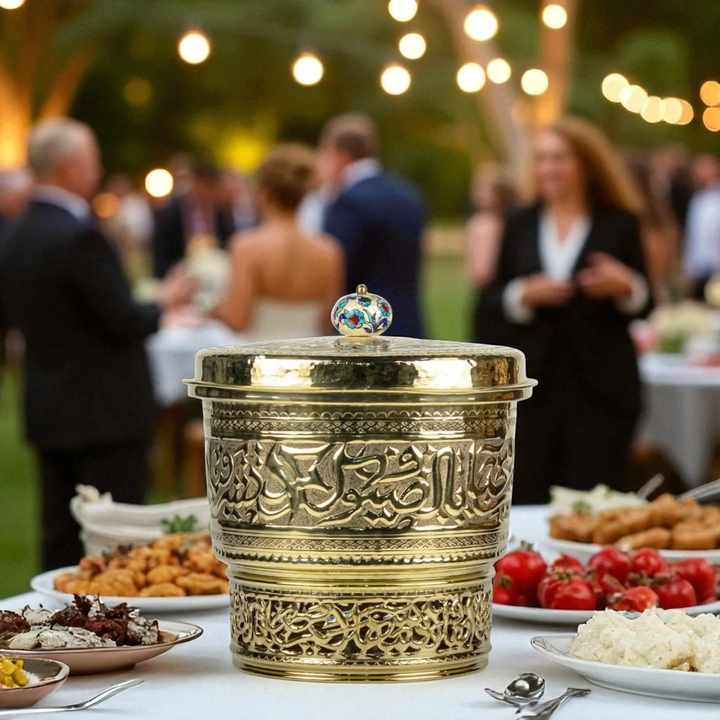 Arabic Calligraphy Golden Polished Metal Casserole Dish Middle East ...