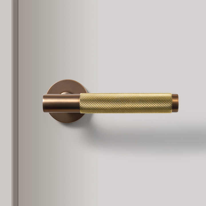 TIDO Texture Series - Knurled Matte Rose Gold Satin Lever Door Handle