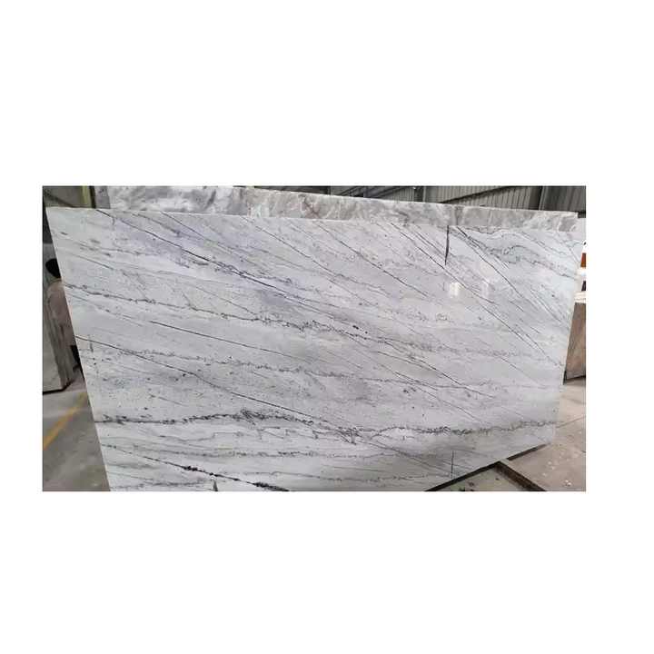 Standard Quality Linear White Marble Natural Stone Slab For Bedroom And ...