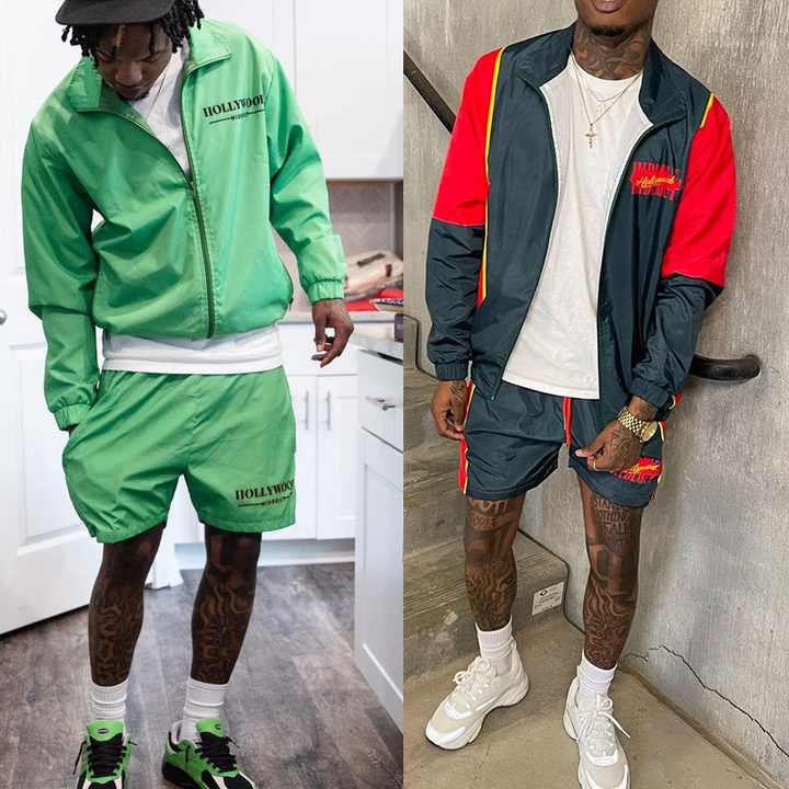 Custom Made Mens Two Piece Windbreaker Short Set