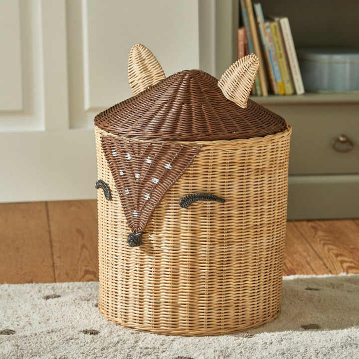 Rattan Fox Design Storage Wicker Basket Rattan Kid Storage Kids Storage ...