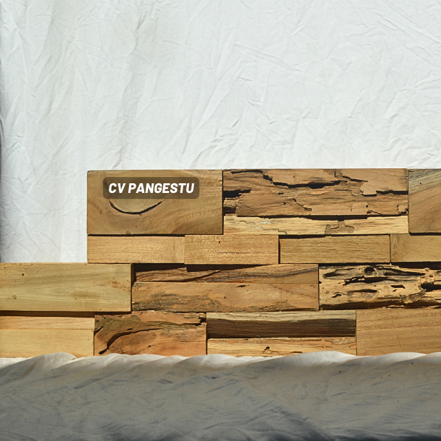 Modern Recycled Teak Wall Panels - Geometric Soundproof Decor