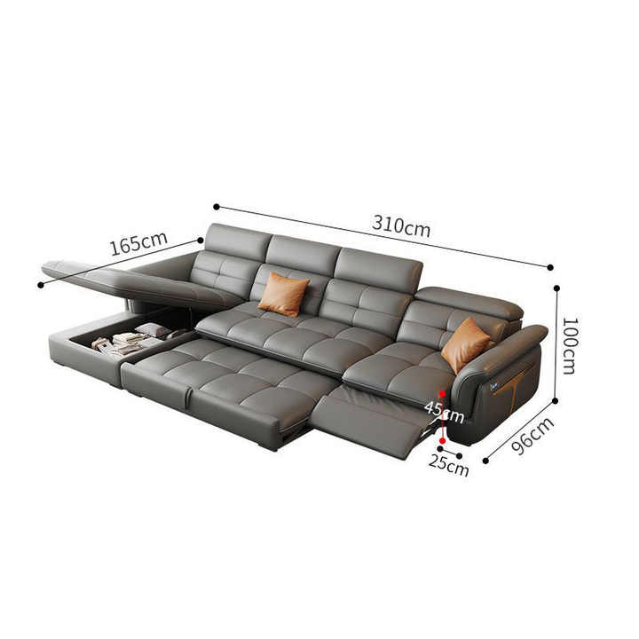 Luxury Electric Leather Sofa Bed - Multi-Functional Living Room Furniture
