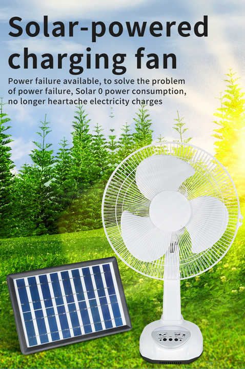 Classical 12inch Solar Rechargeable Table Fan with Solar Panel, Bulbs ...