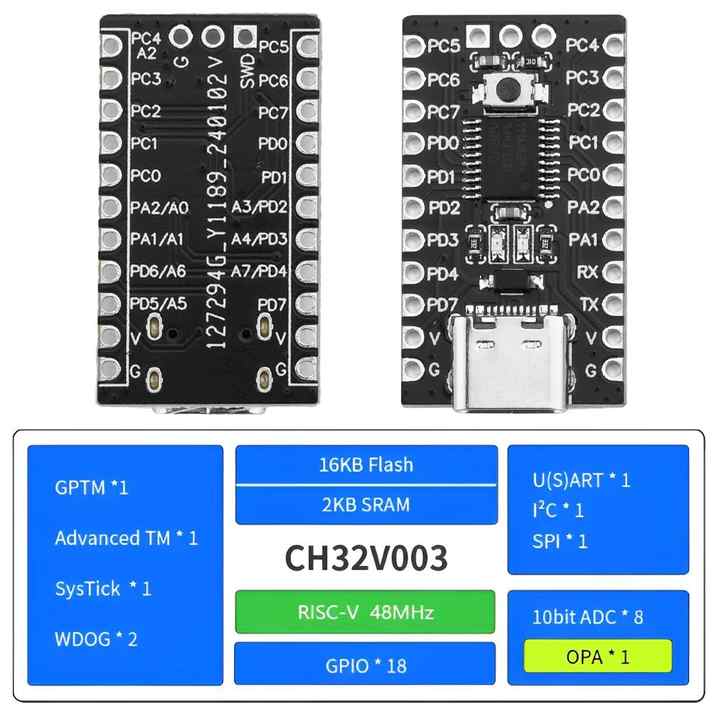 CH32V003F4P6 Core Board Development Board CH32V003 Microcontroller ...