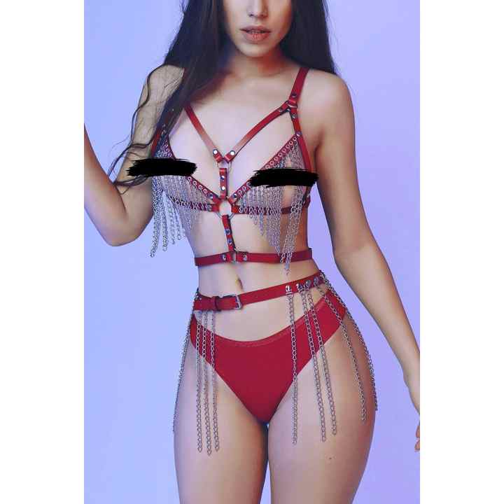 Sexy Chain Fantasy Set With Personalized Leather Bag Apft496