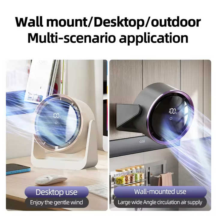 Mini Electric Fan with Touch Screen Portable Desktop Dormitory Lamp Fan ...