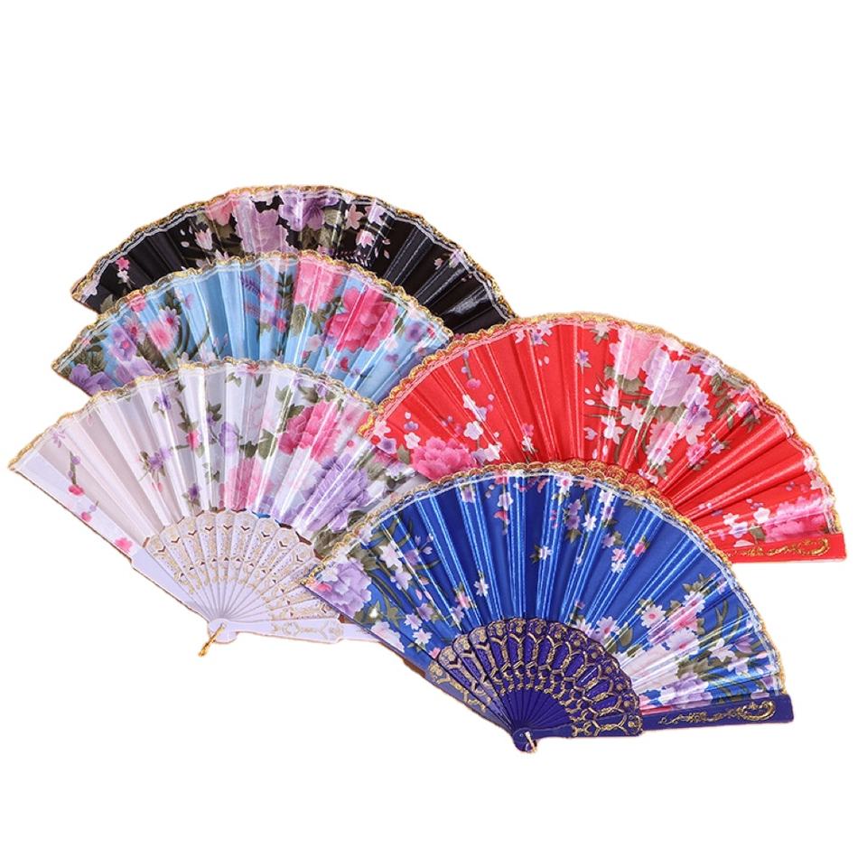 FAREA 2025 Customized Silk Fabric Plastic Folding Hand Fan Gilding ...