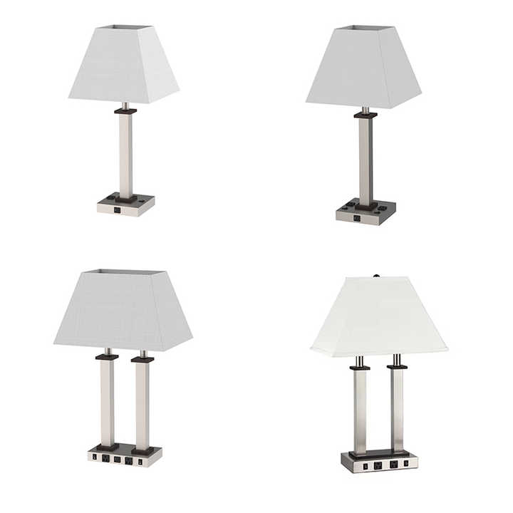 Hotel Table Lamp with Power Outlet and USB - Modern Design
