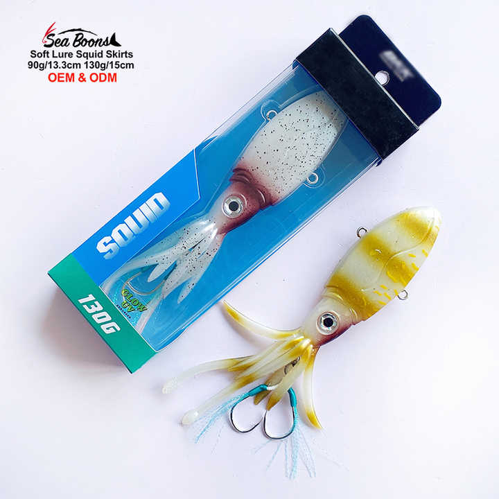 Squid Fishing Lures - Soft Teasers with Auxiliary Hooks
