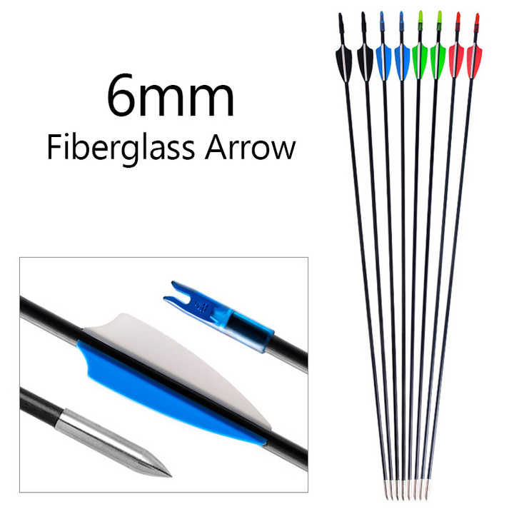 6mm Fiberglass Arrows - Ideal for Recurve Bows Practice