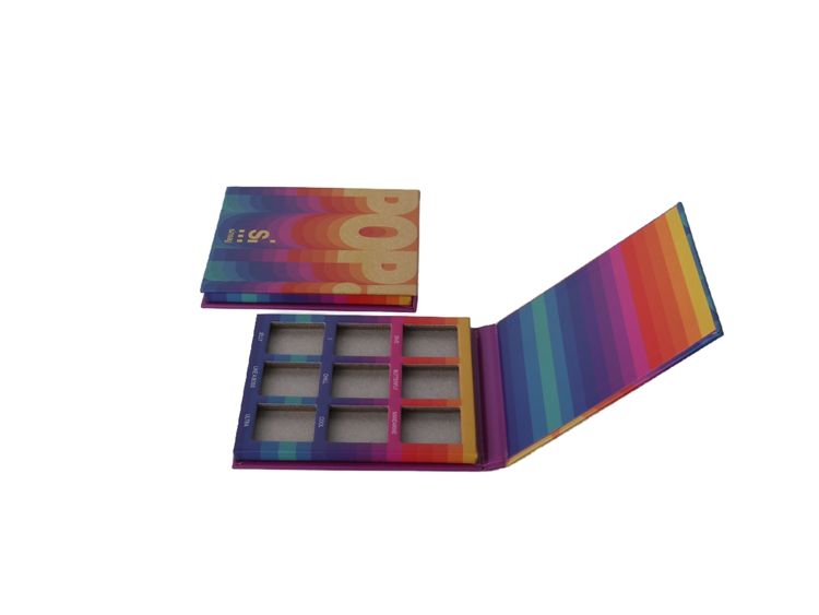 Custom Magnetic Flip Rigid Cosmetic Box for 9 Cavity Eyeshadow Palette ...