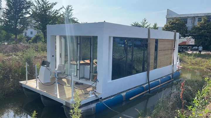 Pontoon House Boat With Motor SG1150 38ft Aluminum Floating House Boat ...