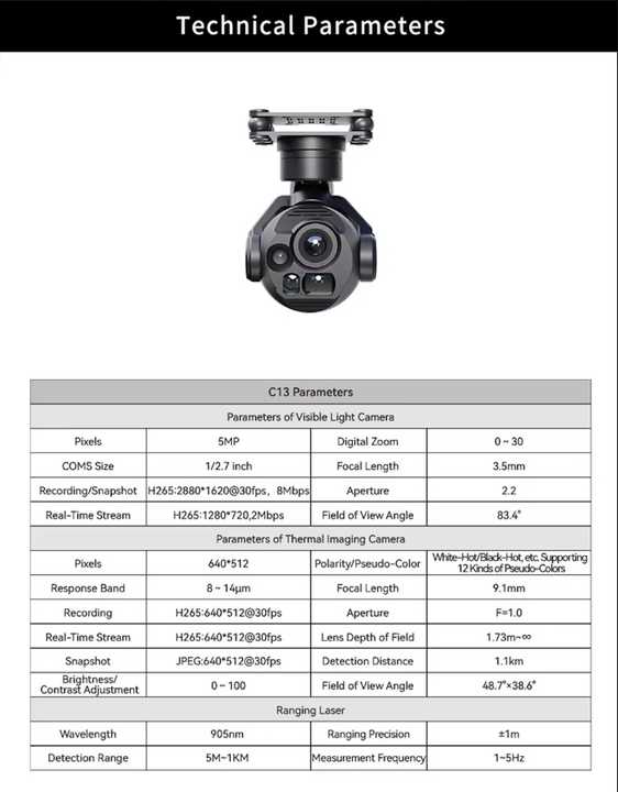 Skydroid C13 AI Tracking Thermal Camera Drone with 640x512 Resolution