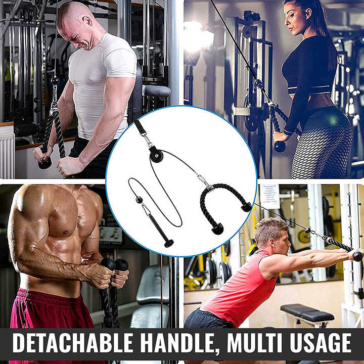 16-Piece 3-in-1 Steel ABS Iron Pulley Cable System Home Gym Fitness LAT ...