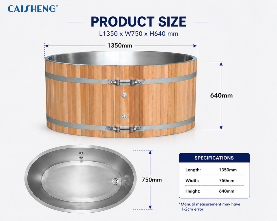 CAISHENG Red Cedar Ice Bath Tub Outdoor Indoor Cold Plunge Tub with 304 ...