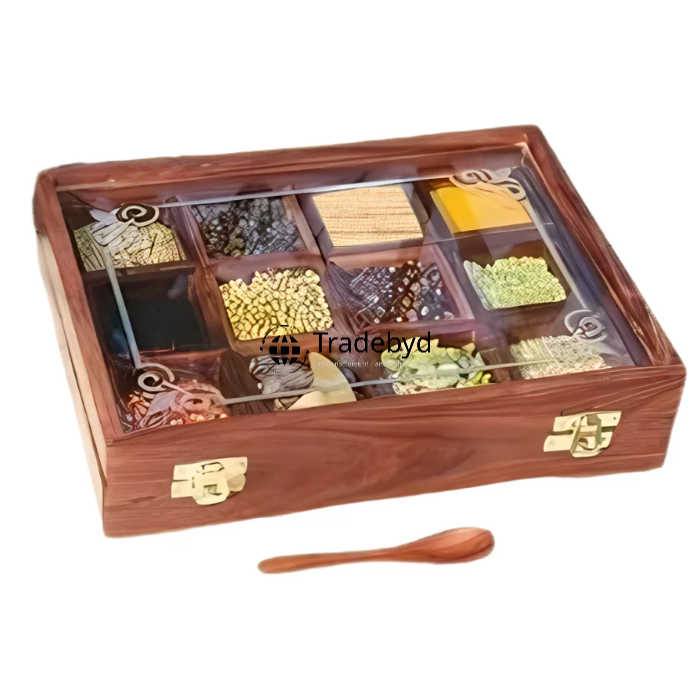 Eco Friendly Handmade Premium Quality Wooden Spice Box Food Grade ...