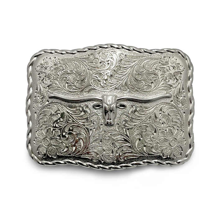 Western Bl Head Design Belt Bule Niel Finish With Floral Engraving Rope ...
