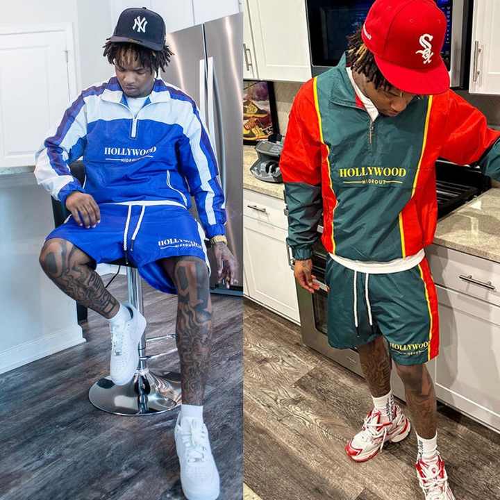 Custom Made Mens Two Piece Windbreaker Short Set