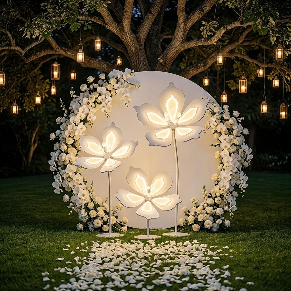Giant Artificial Flower Stand LED Luminous Petal Lamp for Banquet Hall ...