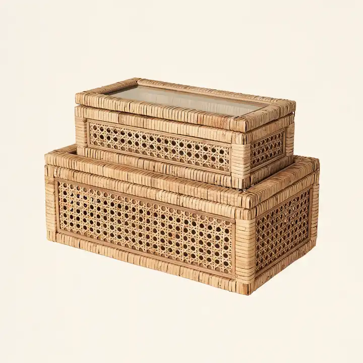 Functional Versatile Rattan & Glass Display Box Charismatic Rattan ...