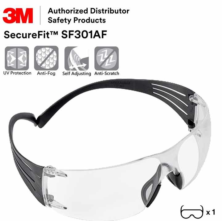 3M Securefit SF301AF Safety Glasses, Clear Lens, Anti-fog Eye ...
