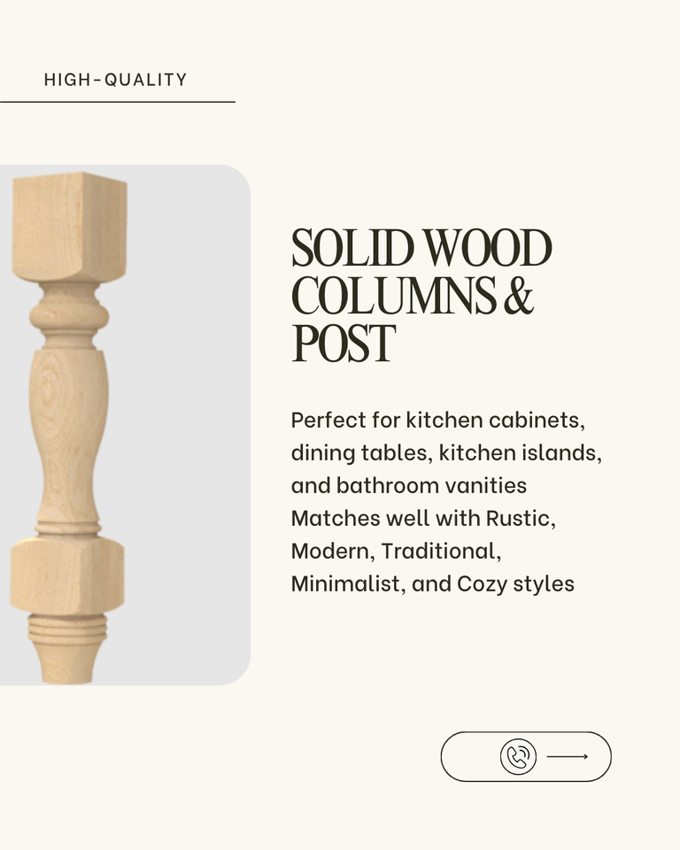 Wood Kitchen Cabinet Island Post Column Decorative Legs Support for ...