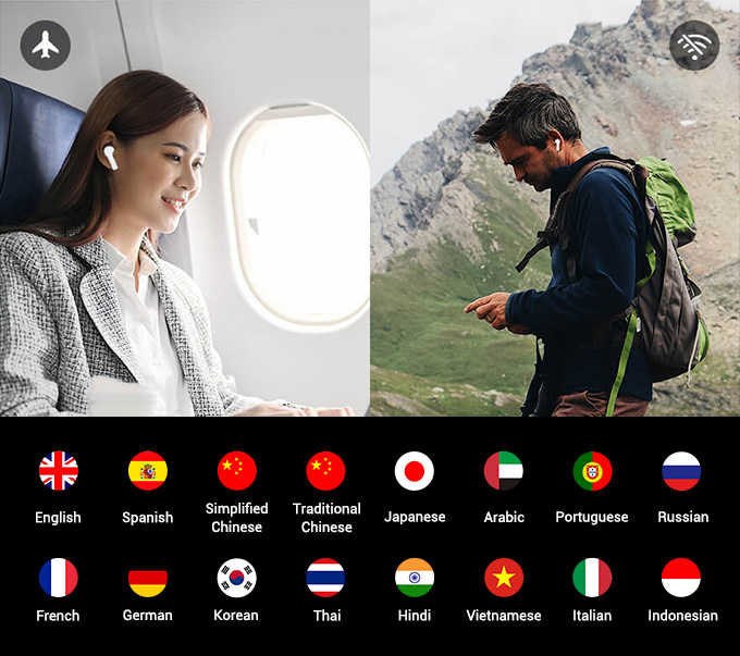 Wooask AI A8 2.0 Touch Screen Translator Earbuds - 144 Languages