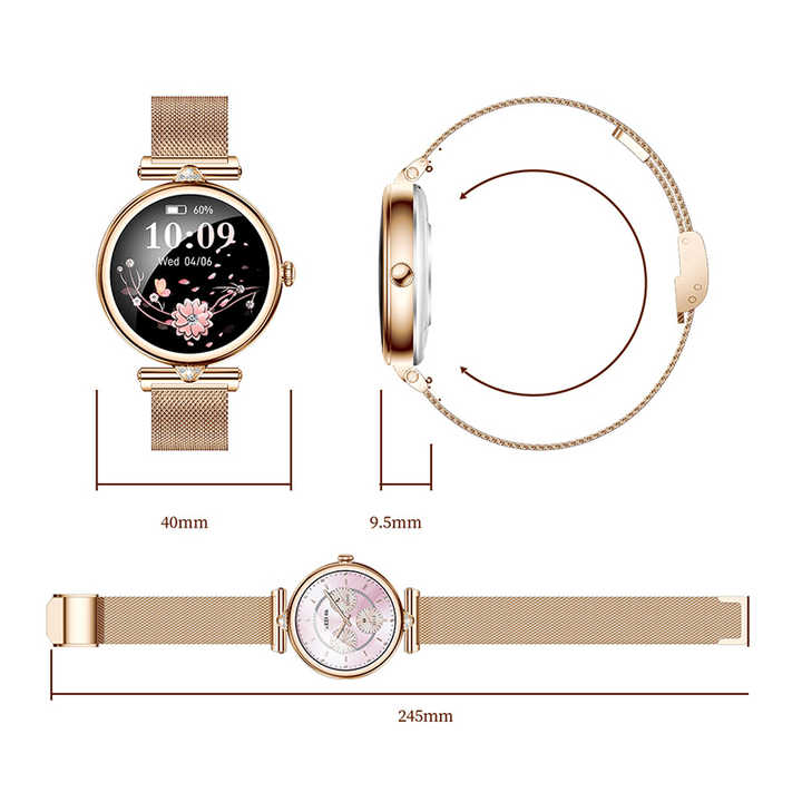 Hot Female Smart Watch AK73 - Elegant Strap & AMOLED Screen