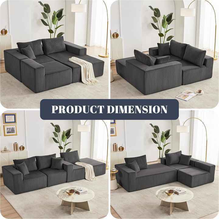 Vacuum Compressed Sofa No Assembly Required Living Room L Shaped ...