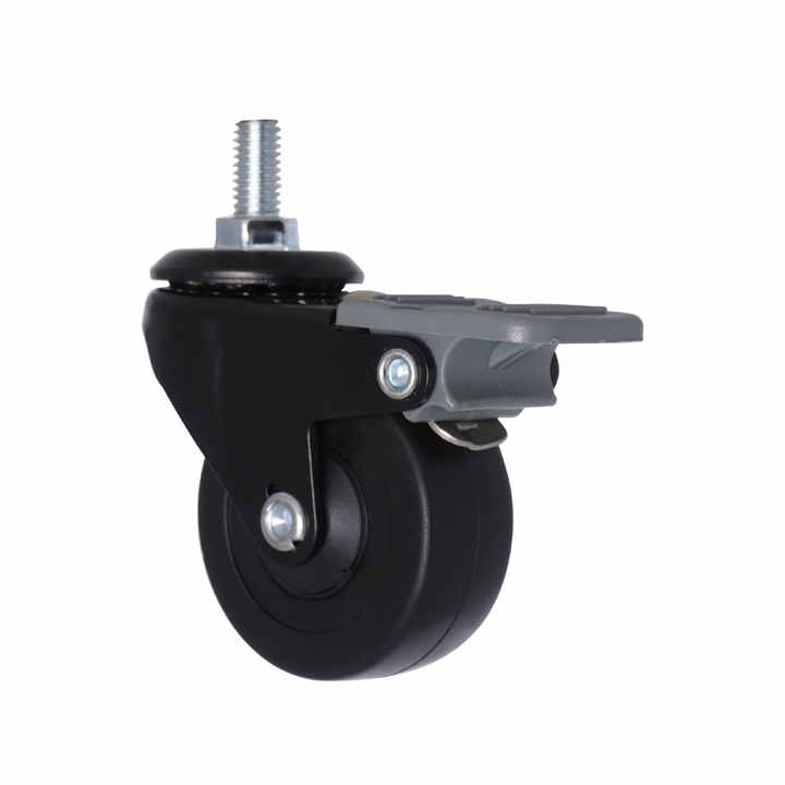 M8 Threaded Stem Caster - 2 Inch Rubber Wheel with Brake