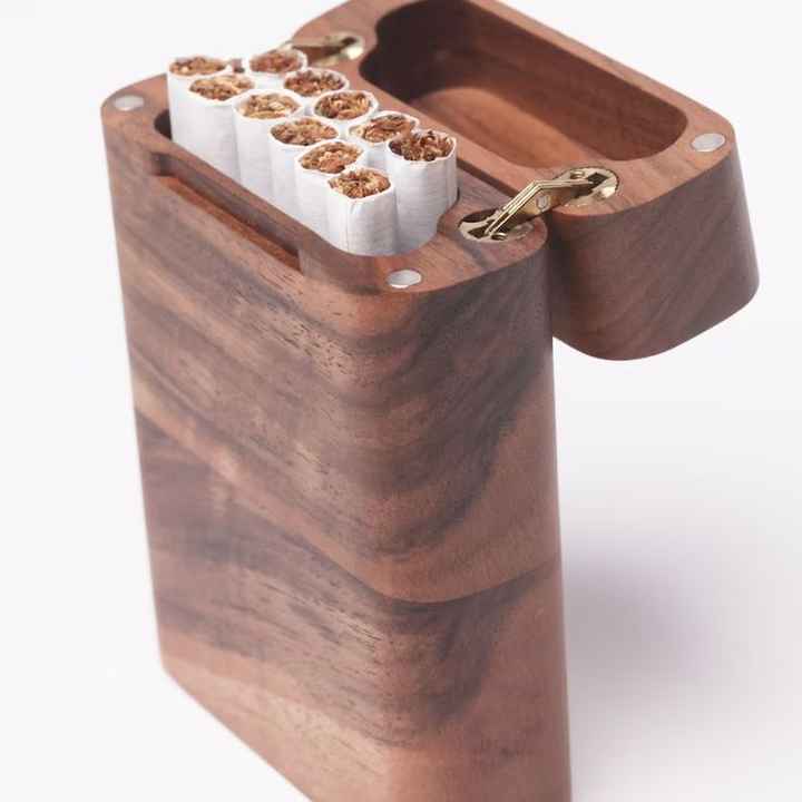 FOR CIGARETTE CASE LUXURY CUSTOM VINTAGE Black Wooden Box Walnut Slim ...