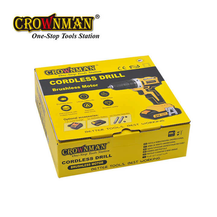 CROWNMAN Cordless Drill - 40n.m Brushless Motor Power Tool