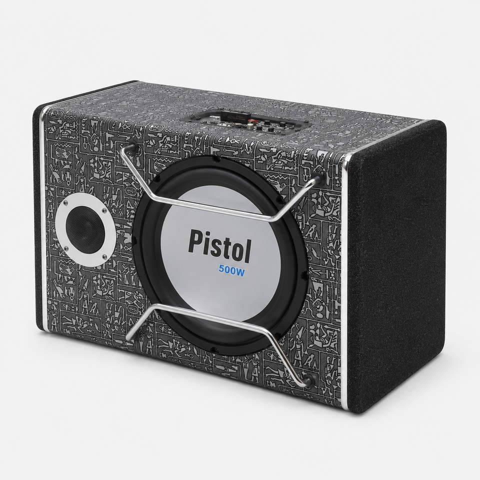 PISTOL A1010 12 Inch Active Car Subwoofer 500W Built-in Amplifier 12V ...