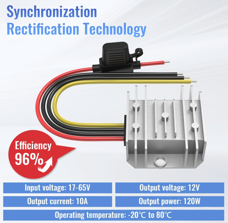 12V 10A 120W Step Down DC 17-65V to DC 12V Voltage Reducer Converter ...