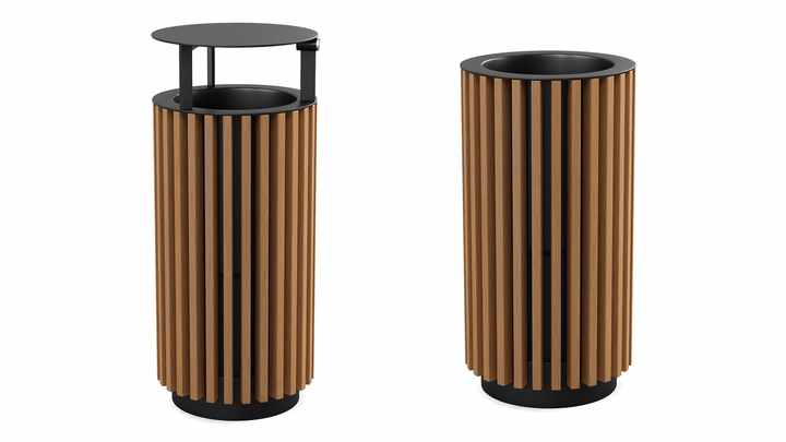 Wholesale Public Bus Stop Solid Wood Trash Can - Eco-friendly