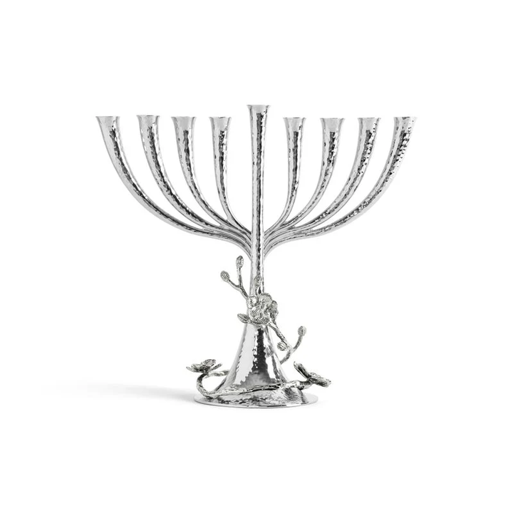 Elegant Silver Palm Menorah Handcrafted Jewish Hanukkah Candle Holder ...