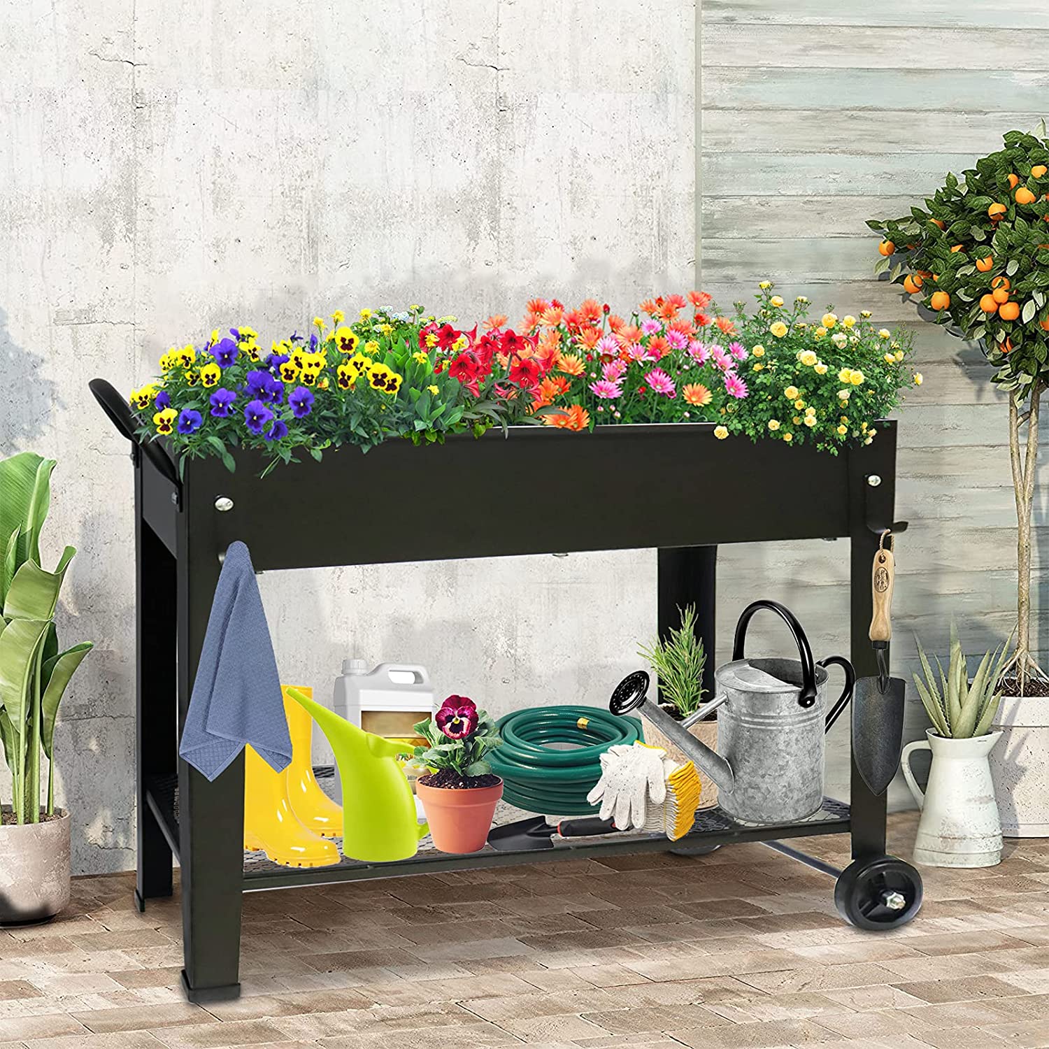 JH-Mech Galvanized Raised Garden Bed Outdoor Large Metal Elevated ...