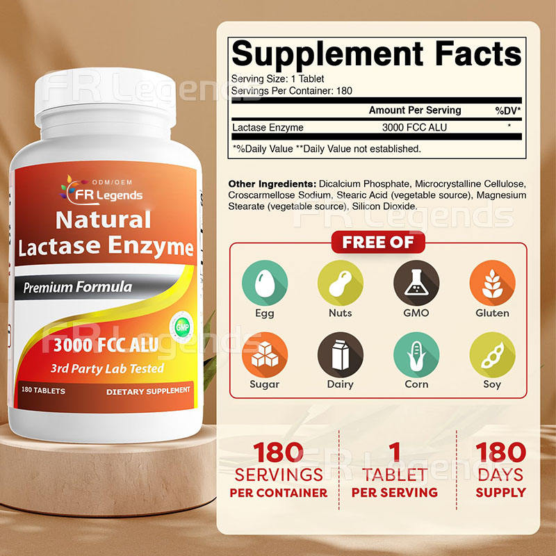 Natural Vegan Lactase Enzyme Supplement Digestive Health Care ...