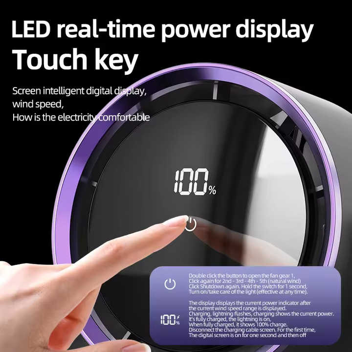 Mini Electric Fan with Touch Screen Portable Desktop Dormitory Lamp Fan ...