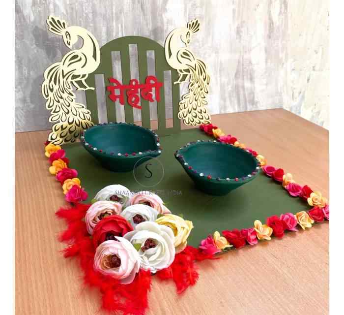 Modern Stylish Haldi Mehndi Pithi Sangeet Thali New Arrival Mehndi ...