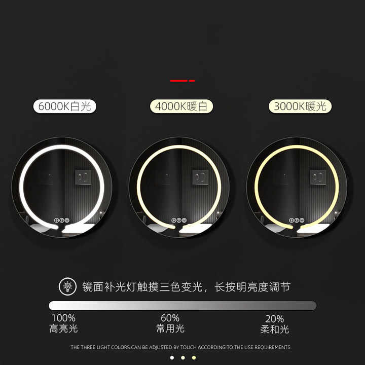 Creative Bathroom Toilet Circle Touch Control Indoor Mirror Lamp Modern ...