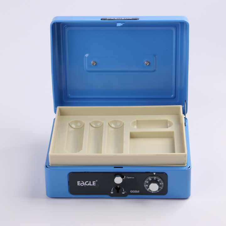 Eagle Cash Box with Combination Lock Blue Metal Cash Box for Businesses ...